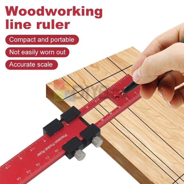 WOODWORKING MARKING RULER Metal Marking Scriber Ruler Gauge Line ...