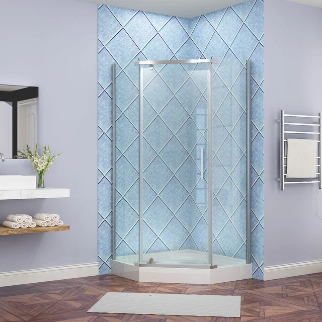 Shower Screen Safety Glass Enclosure Pivot Door With Shower Base Suit