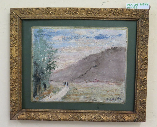 TABLEAU ANCIENNE IMPRESSIONNISTE Signé Rieza 1912 Avec Cadre Coeval ...