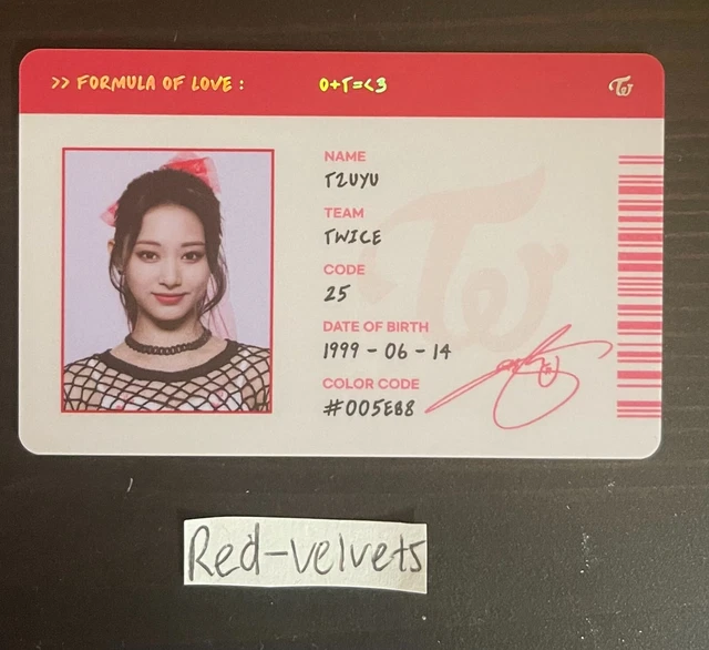 TWICE TZUYU 'FORMULA of Love' ID Card $10.00 - PicClick AU