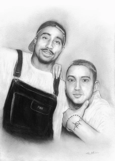 EMINEM & 2PAC Fan Art Realistische Handzeichnung direkt vom Künstler ...