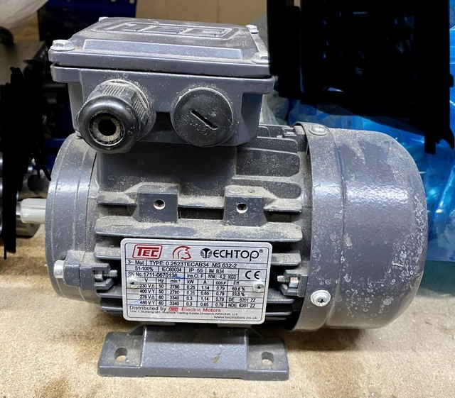 TEC 0.25KW ALUMINIUM Three Phase Motor 230V/400V 2 Pole 63 Frame B34 £30.00 - PicClick UK
