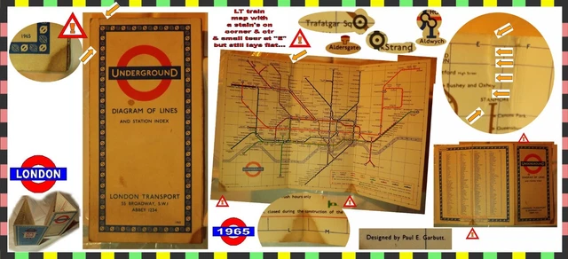 LONDON TRANSPORT MAP London underground map folding pocket map 1965 ...