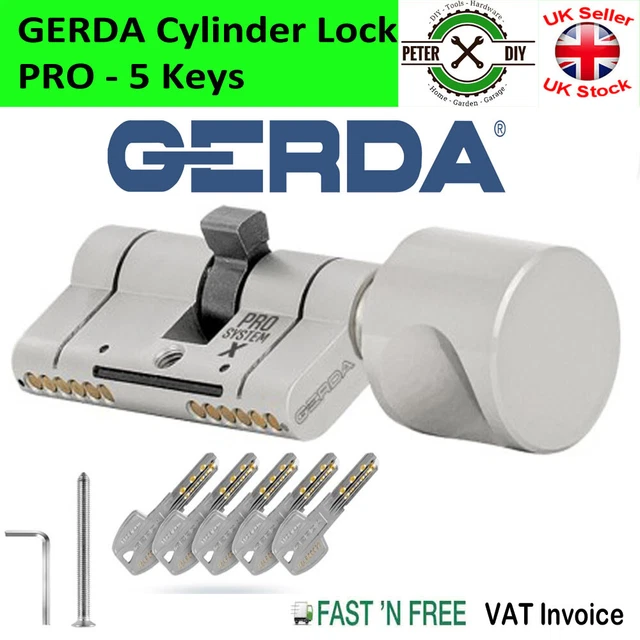 GERDA HIGH QUALITY Euro Profile Cylinder Door Lock Barrel 5 Keys EVO ...