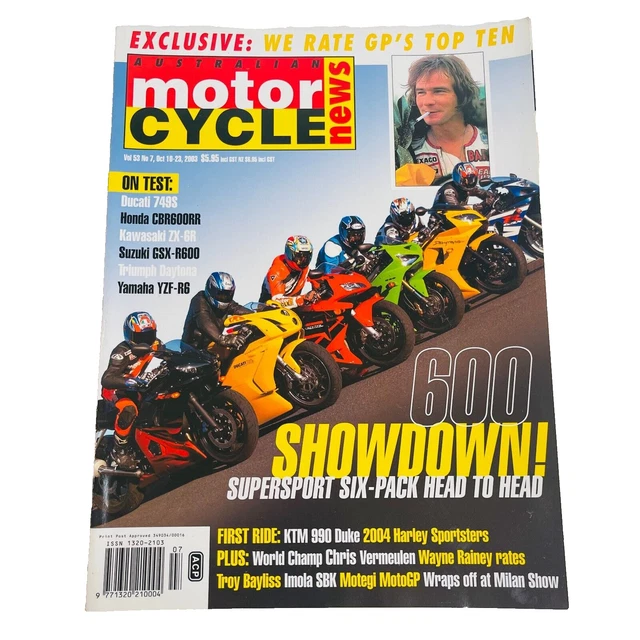 AUSTRALIAN MOTORCYCLE NEWS Magazine - Vol. 53 No. 7 October 2003 $30.00 ...