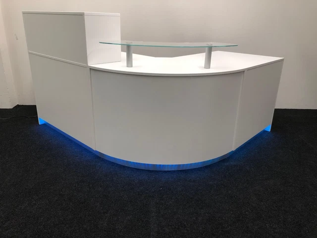 RECEPTION DESK Curved Counter Desk Led Lights Colours Remote Control £ ...