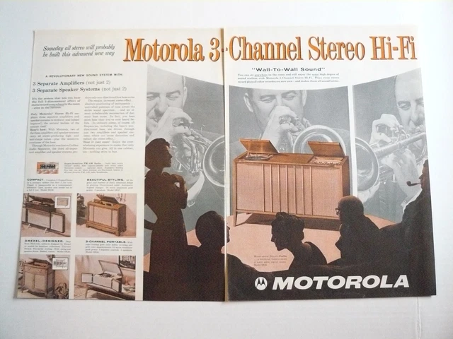 1959 MOTOROLA 3-CHANNEL Stereo Hi-Fi Radio Phonograph Console 2-page ...