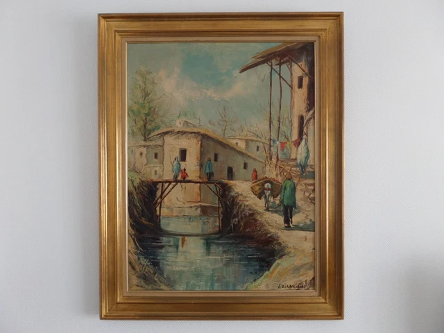 GRAND TABLEAU HUILE sur toile Orientaliste Perse Iran Arménie Vahan ...