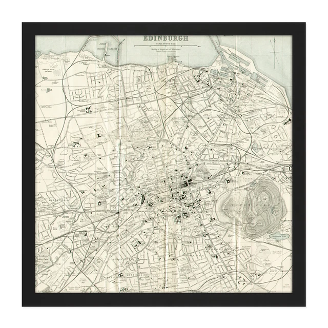 MAP 1935 EDINBURGH City Scotland Plan Chart Square Framed Wall Art ...