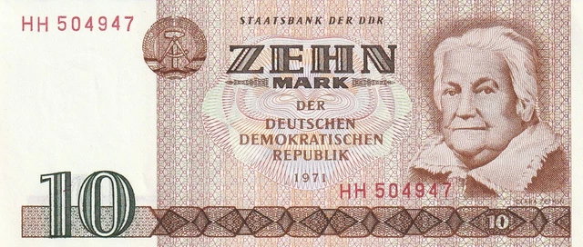 10 DDR MARK Schein 1971: Banknote STAATSBANK DER DDR EUR 1,00 - PicClick DE