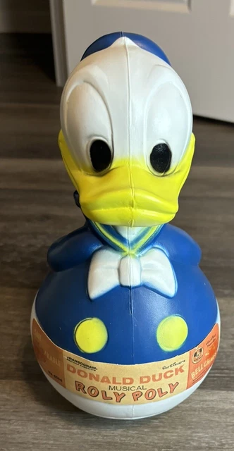 VINTAGE WALT DISNEY Roly Poly Weeble Wobble Toy Donald Duck 11" tall £ ...