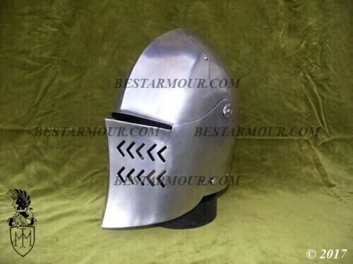 18GA SCA LARP Medieval Bascinet Helmet Pig Face Hounskull Klappvisor Helmet Q16 £97.93 - PicClick UK