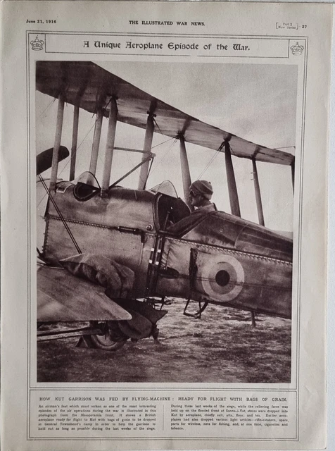 1916 PREMIÈRE GUERRE Mondiale WW1 Imprimé Kut Garrison Fed Par British ...