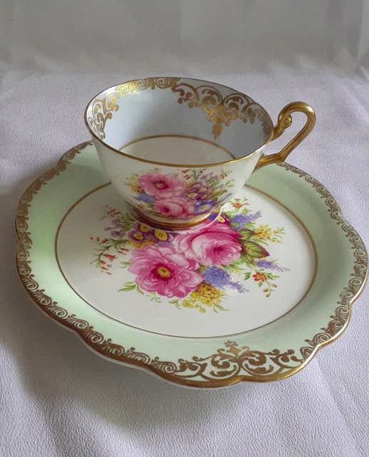 VTG WINDSOR TENNIS Set Cup&Plate Pale Blue&Green MisMatched Floral ...
