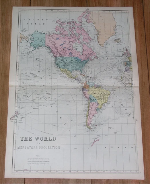 1891 ANTIQUE MAP Of North And South America United States Alaska Canada ...