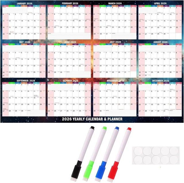 2026 WALL PLANNER Jan to Dec Full Year, 2026 Wall Calendar Laminated ...
