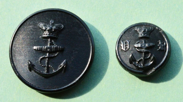 ROYAL NAVY BUTTONS Queen Victoria's Crown Black Buttons Naval Volunteer ...