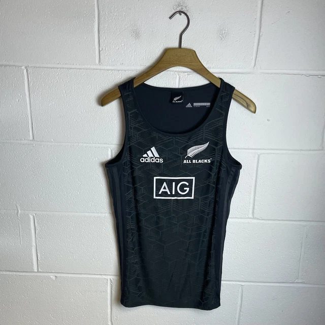 ADIDAS NEW ZEALAND All Blacks Rugby Shirt Mens Small Black Vest Kiwi ...
