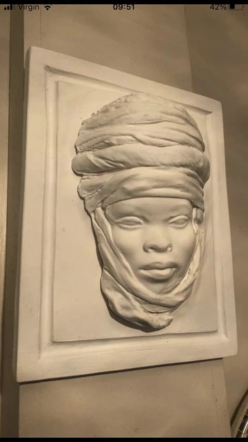PLAQUE MURALE EN plâtre femme africaine visage tête EUR 18,64 - PicClick FR