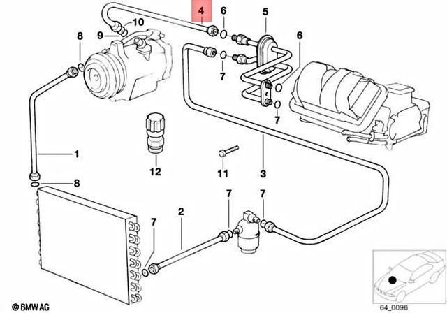 GENUINE BMW E34 Sedan Evaporator Compressor Suction Pipe OEM ...