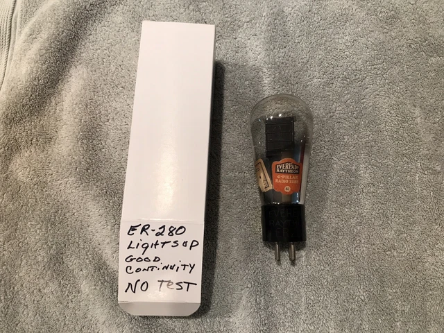 EVEREADY RAYTHEON BOX PLATE Tube ER-280 Globe Balloon Type 80 Rectifier ...