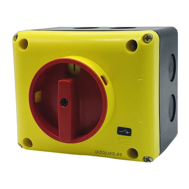 CAJA CON INTERRUPTOR trifásico 32A (3 polos) amarillo-rojo - Giovenzana EUR 27,58 - PicClick FR