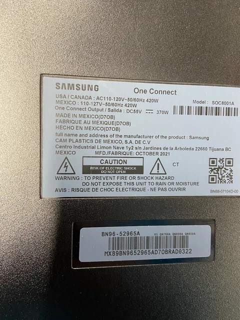 SAMSUNG TV QN65QN800AF One Connect Box SOC8001A BN96-52965A BN44-01126A ...