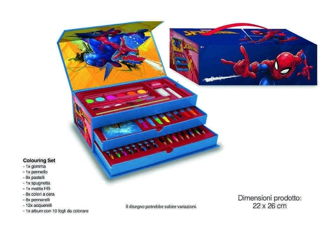 SPIDER-MAN SET MALLETTE Avec Crayons de Couleurs Marqueurs Enfants 41 ...