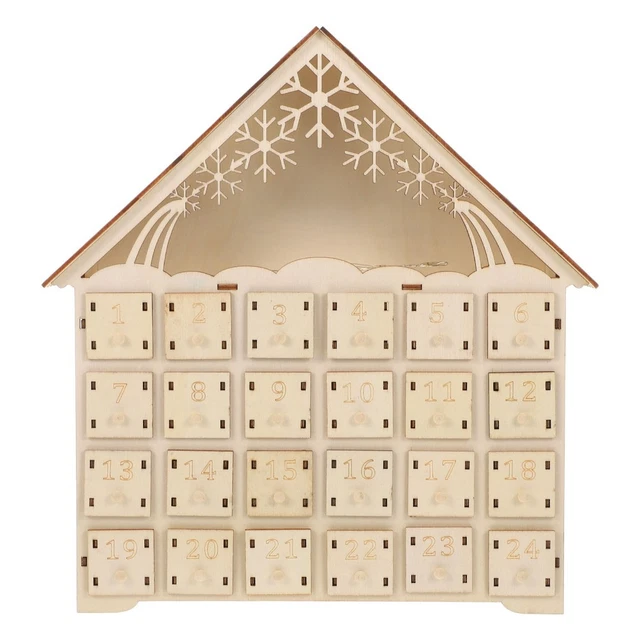 WOODEN CHRISTMAS CALENDAR Decor Countdown Fillable Advent Tabletop $52. ...