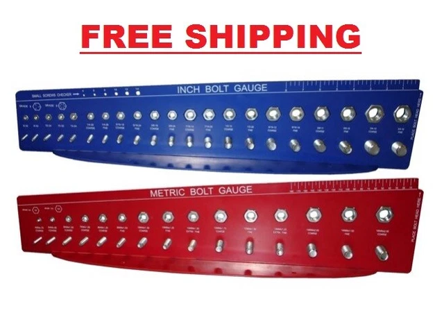 SAE AND METRIC Bolt Gauges Check A Thread Nut Fastener Size Heavy Duty ...