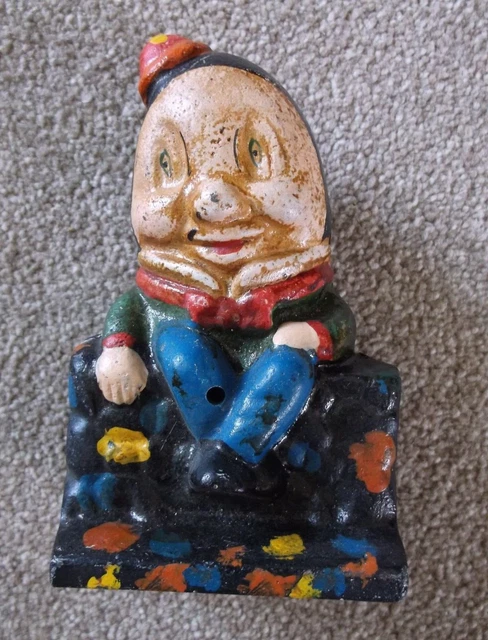 VINTAGE METAL HUMPTY Dumpty Sat on a Wall Money Box with Screw to Open ...