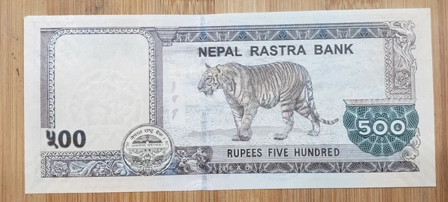2016 NEPAL 500 Rupee Tiger & Meter Everest Banknote Crisp Handgehoben ...