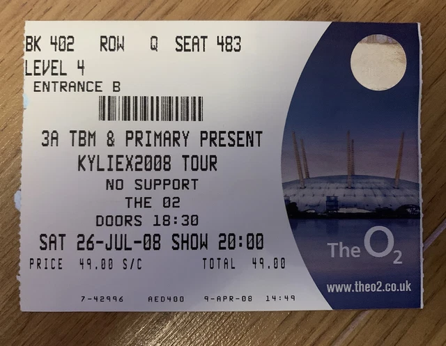 KYLIE MINOGUE, “X” Tour Concert Ticket, The O2 London, 2008 :: £5.00 ...