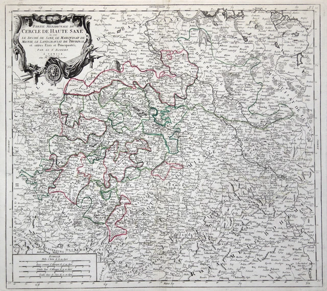 SASSONIA TURINGIA ORIGINALE Incisione Cartina Geografica Santini ...