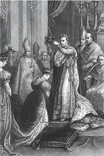 SACRE DE NAPOLEON 1er § de son épouse JOSEPHINE à PARIS - Gravure du ...