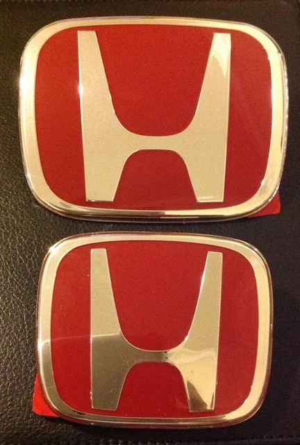 HONDA RED H JDM EMBLEMS 2PCS BADGE CIVIC 2DR COUPE DX EX LX SI Front ...