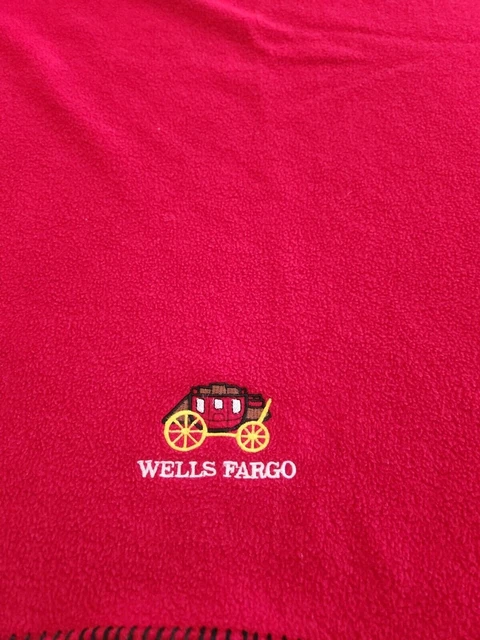 Wells Fargo Fleece Throw Wstagecoach Embroidered Logo Red Lap Game Blanket £2069 Picclick Uk