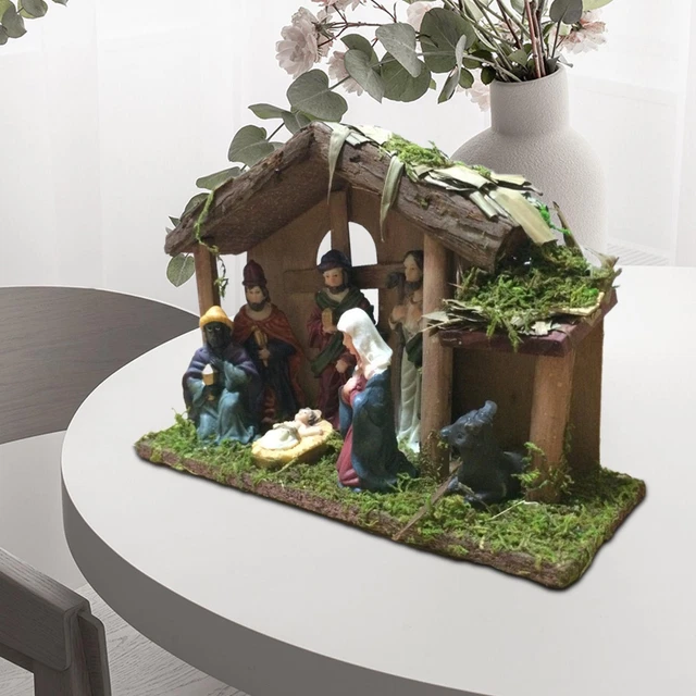 NATIVITY SCENE FIGURINES Resin Statue Holy Family Sculpture Artwork ...