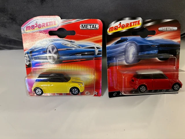 MAJORETTE 1/64 - mini cooper lot x 2 yellow roof black and red roof ...
