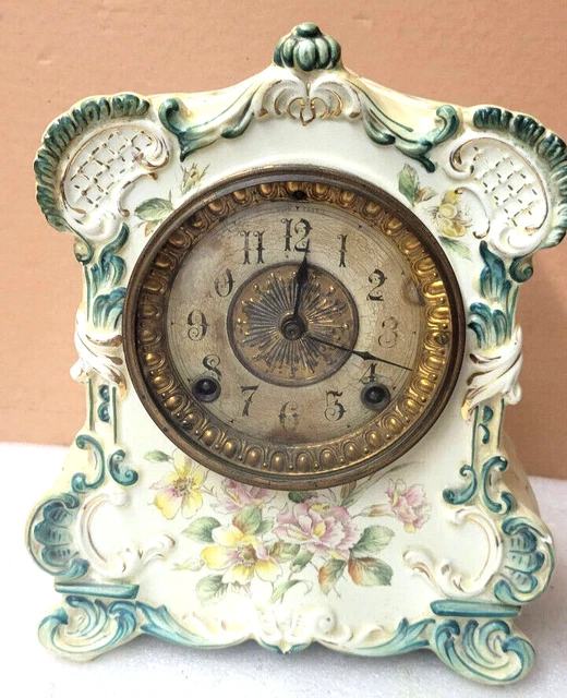 AMERICAN ANSONIA 'TECUMSEH' Porcelain Clock In Very Nice Condition ...