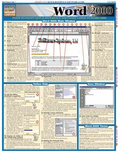 WORD 2000 (QUICKSTUDY: Computer) BarCharts, Inc. wall_chart Used - Very ...