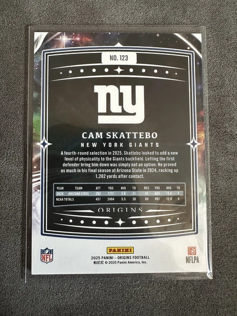 2025 PANINI ORIGINS Football Cam Skattebo #123 Rookie Card Giants £15.69 - PicClick UK