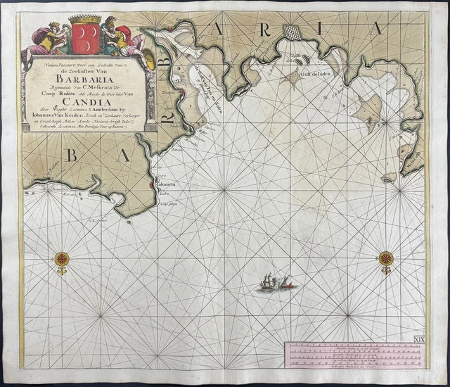 KEULEN - MAP of the Gulf of Sidra and Iurda. 140 - 1708 Hand-colored ...
