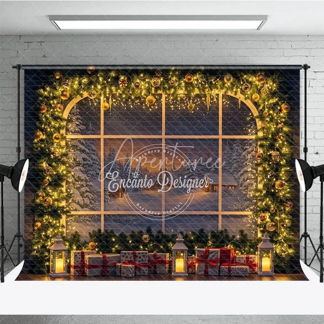 SANTAS WORKSHOP WINTER Nights Forest Christmas Backdrop $37.92 ...