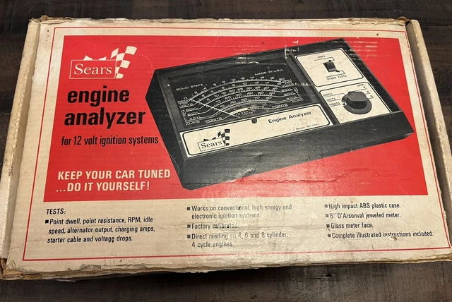 VINTAGE SEARS ENGINE Analyzer 12 Volt Model 28 2161 Original Box Manual ...
