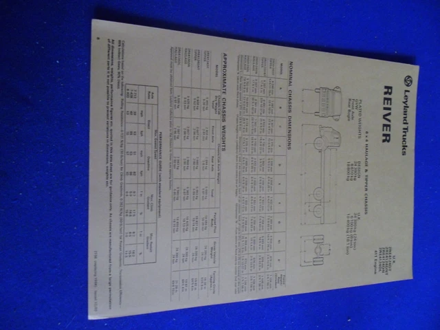 LEYLAND REIVER SPEC Sheet £2.99 - PicClick UK