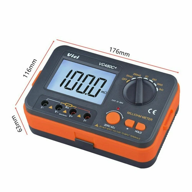 MILLI-OHM METER VC480C LCD Backlit 4 Wire Test Low Resistance ...