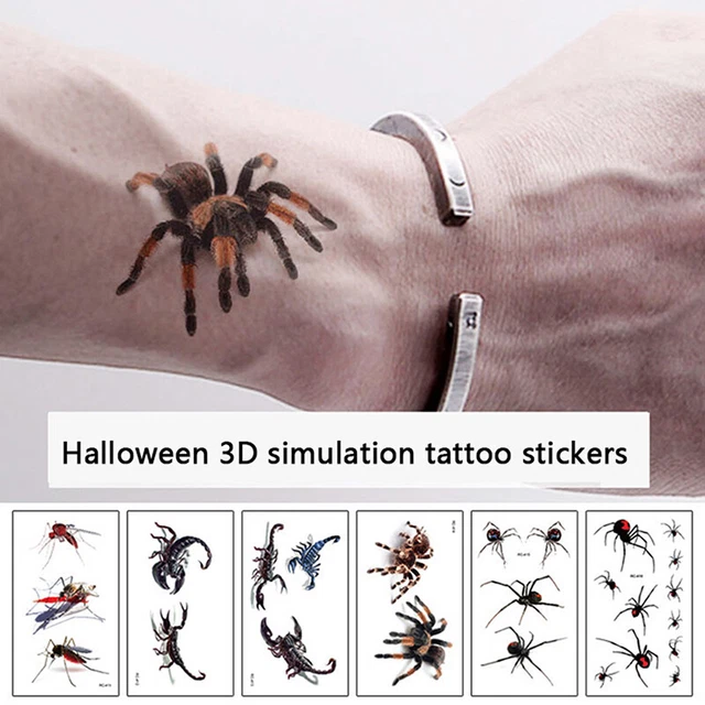 3D SPIDER TATOO Scorpion Temporary Tattoo Stickers For Halloween ...