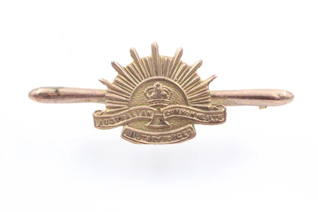 .375 9CT YELLOW GOLD Australian Commonwealth Military Forces Pin, 1.78g ...