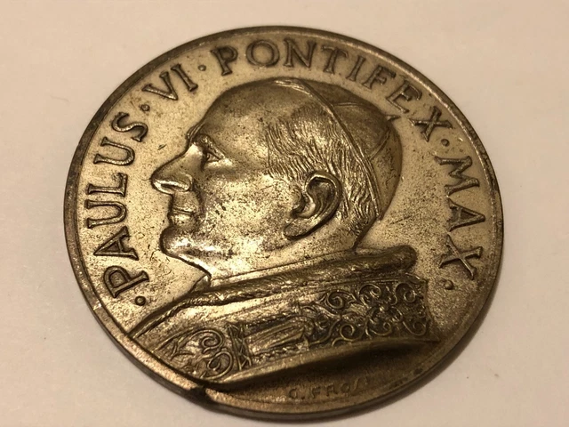 VECCHIA MEDAGLIA RELIGIOSA PAULO VI PONTIFAX Made in Italy C. GELO EUR ...